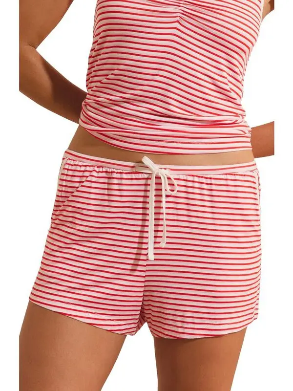 ETAM Vicky Striped Sleep Shorts - Red