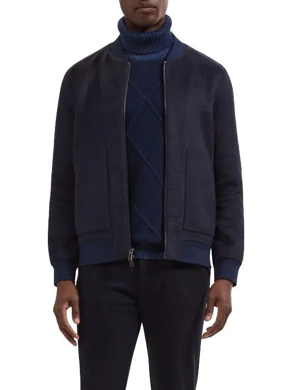 Bugatchi Wool Blend Bomber Jacket - Navy