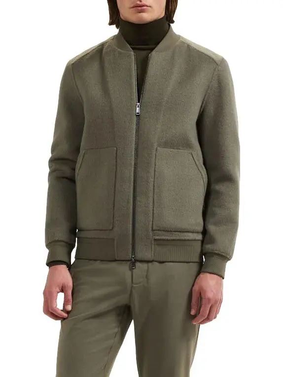 Bugatchi Wool Blend Bomber Jacket - Olive