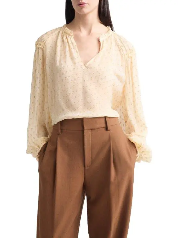 Ulla Johnson Elspen Silk Blouse With Metallic Dots - Pearl