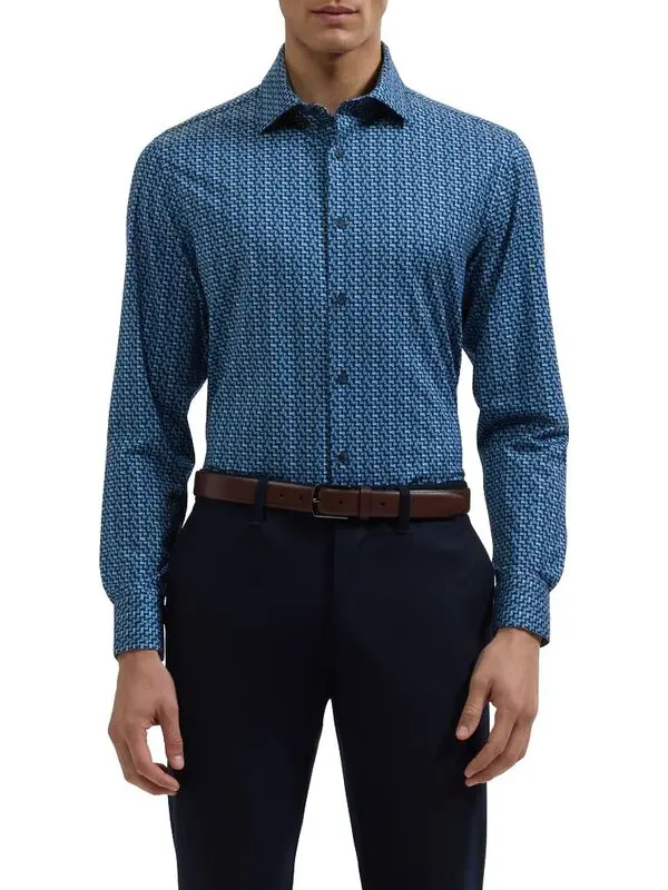 Bugatchi James Ooohcotton Print Shirt - Navy