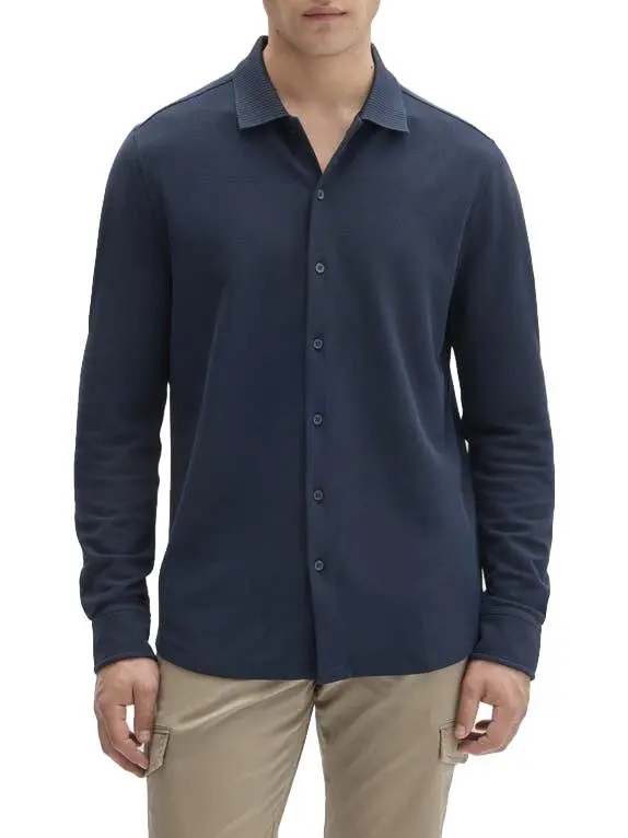 Robert Barakett Sorrell Long Sleeve Knit Shirt - Dark Caspian