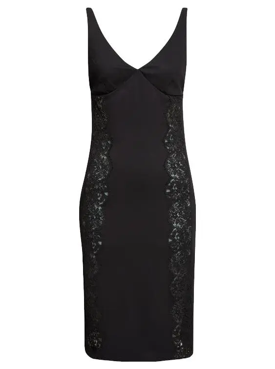 Stella McCartney Lace Trim Stretch Cady Cocktail Dress - Black
