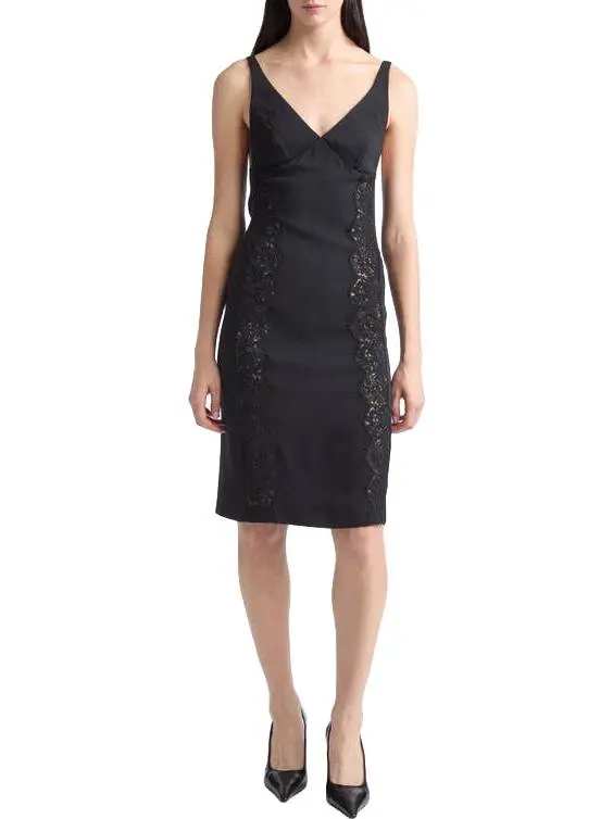 Stella McCartney Lace Trim Stretch Cady Cocktail Dress - Black