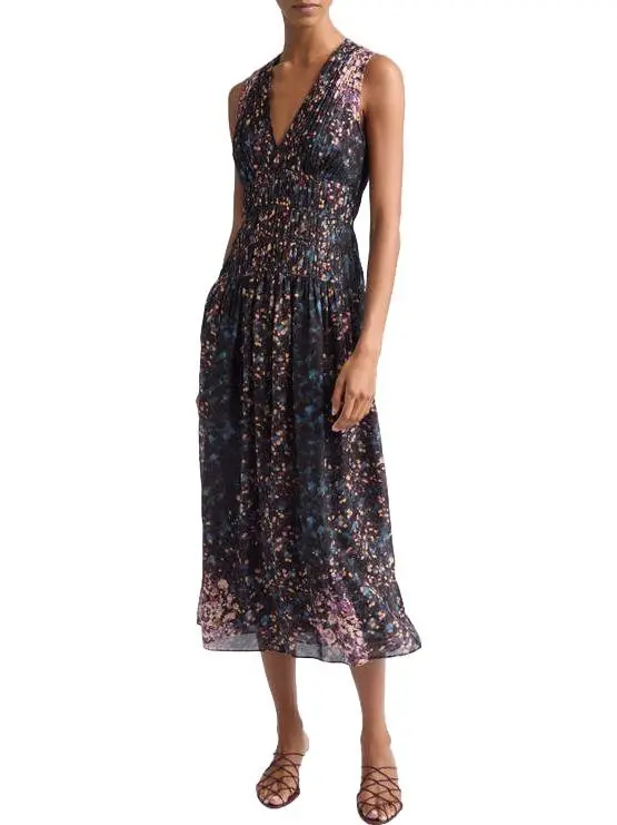 Ulla Johnson Sylvie Floral Sleeveless Silk Dress - Eclipse