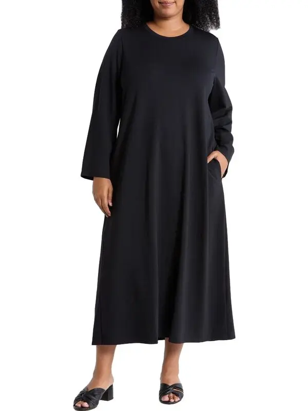 Eileen Fisher Crewneck Jersey Dress - Black
