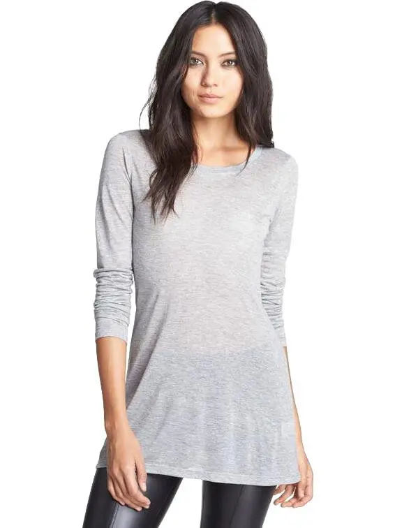 Leith Long Sleeve Sheer Tunic - Heather Grey