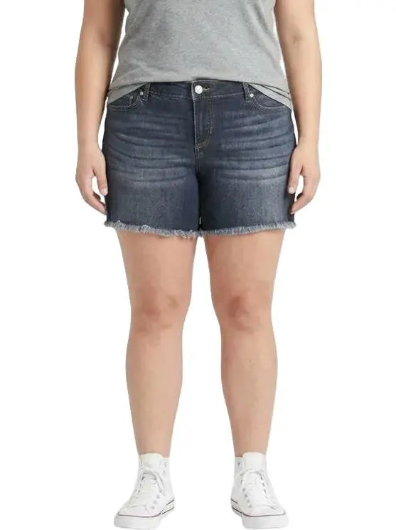 SLINK JEANS Frayed Hem Denim Shorts - Luminara