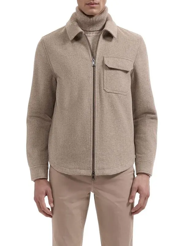 Bugatchi Wool Blend Shirt Jacket - Cobblestone