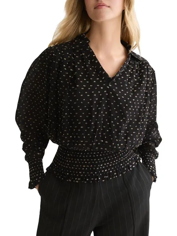 Scotch & Soda Fil Coupé Smocked Top - Meteorite