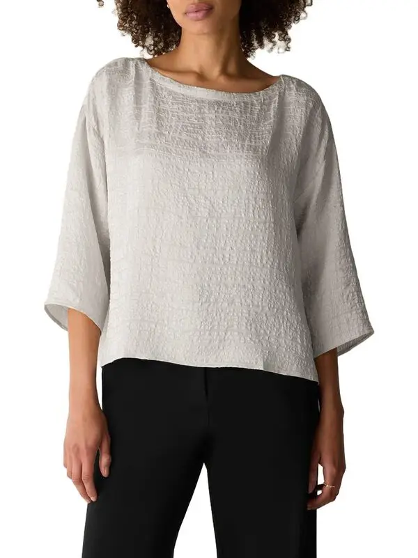 Eileen Fisher Silk Boxy Top - Plaster