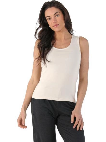 GLYDER Cassie Tank Scoop Neck, Fitted, Stretch - Oatmilk