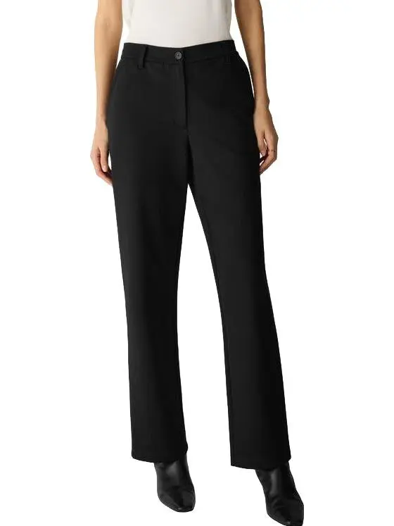 Eileen Fisher High Waist Straight Leg Pants - Black