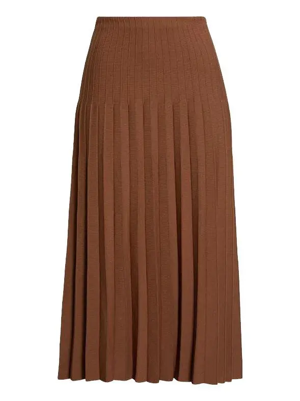 Staud Lena Pleated Knit Maxi Skirt - Cigar