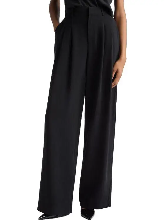 Cinq À Sept Marne Pleated Wide Leg Crepe Pants - Black