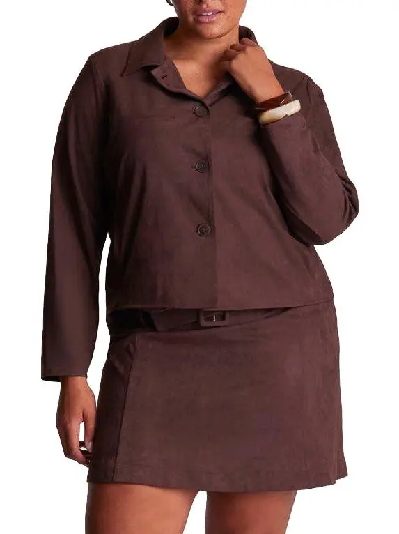 ESTELLE Rowan Faux Suede Shirt Jacket - Chestnut