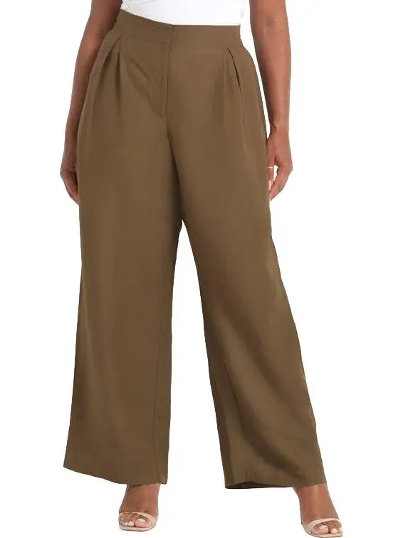 ESTELLE Katrina High Waist Pleated Wide Leg Pants - Fern