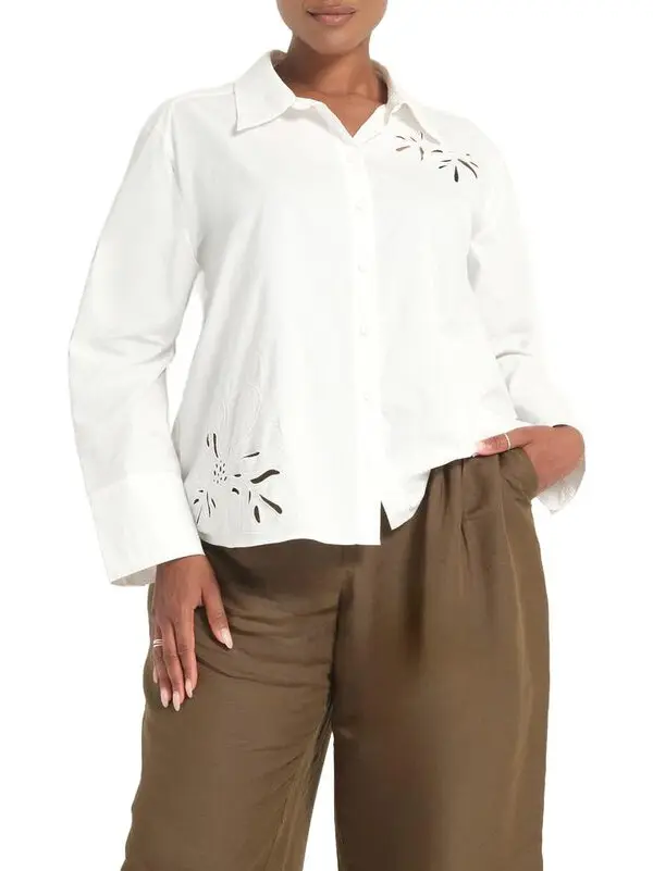 ESTELLE Kalani Eyelet Cotton Shirt - Dove