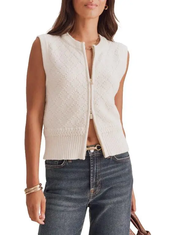 Splendid Benson Zip Sweater Vest - Shell Pink
