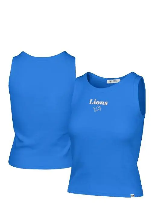 '47 Detroit Lions Cropped Straight Cut Ribbed Baby Tank Top - Blue