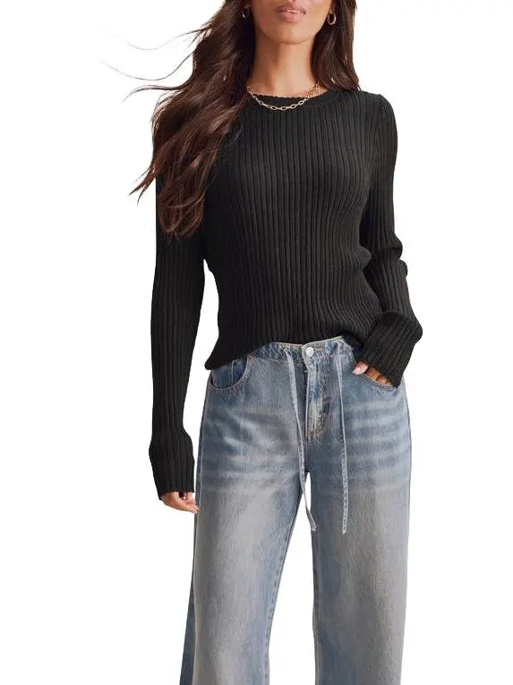 Splendid Georgie Pointelle Sweater - Black