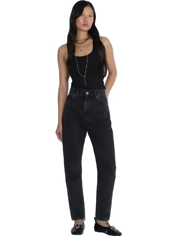 DR. DENIM Nora High Waisted Tapered Cropped Jeans - Black