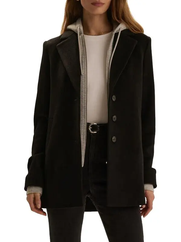 FAVORITE DAUGHTER Short Wool Blend Sport Coat - Black