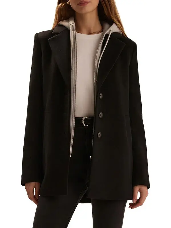 FAVORITE DAUGHTER Short Wool Blend Sport Coat - Black