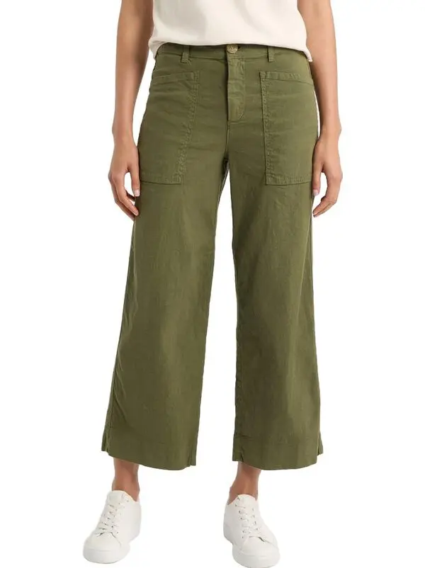 Frank & Eileen Limerick Wide Leg Carpenter Pants - Army