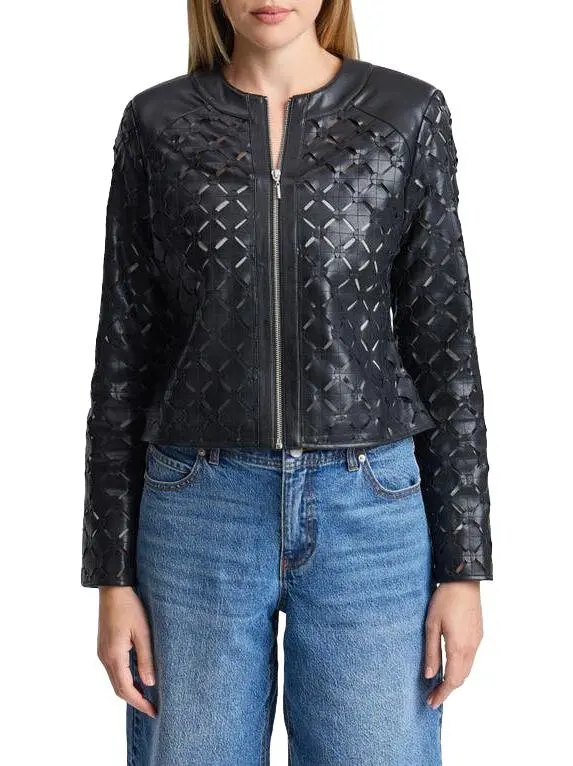 Bagatelle Laser-cut Faux Leather Jacket - Black