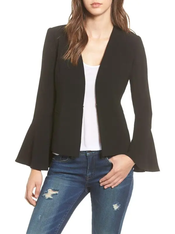 Mural Bell Sleeve Jacket - Black