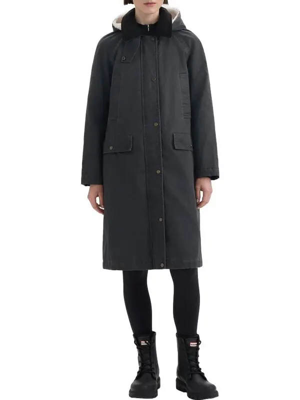 Hunter Ellie Coated Padded Longline Coat - Black