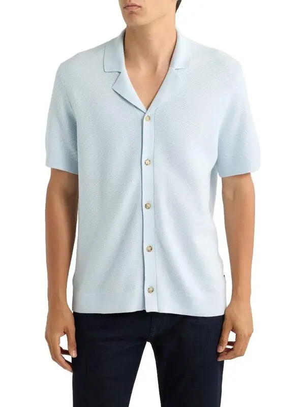 BOSS Lomare Camp Shirt - Open Blue