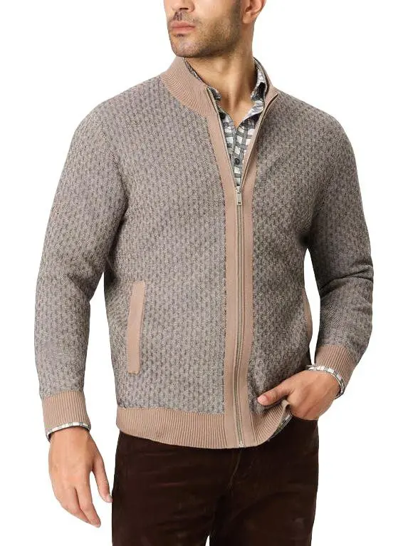 Robert Graham Loreto Full Zip Sweater - Oatmeal