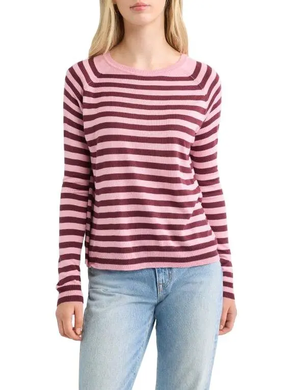 24COLOURS Stripe Crewneck Sweater - Bordeaux