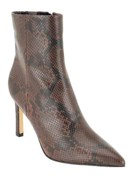 Calvin Klein Chrysta Snake Embossed Faux Leather Bootie - Dark Brown
