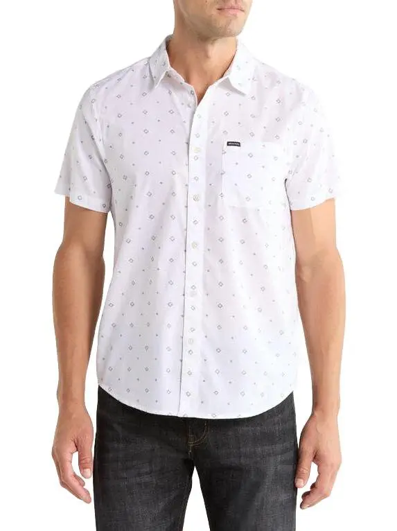 Brixton Charter Printed Short Sleeve Button-up Shirt - White Grey