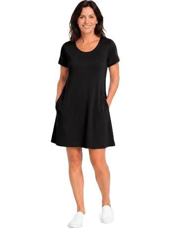 CITY THREADS USA-MADE City Threads Soft 100% Supima Cotton Pocket Cover-up Dress - Black