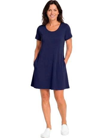 CITY THREADS USA-MADE City Threads Soft 100% Supima Cotton Pocket Cover-up Dress - Navy