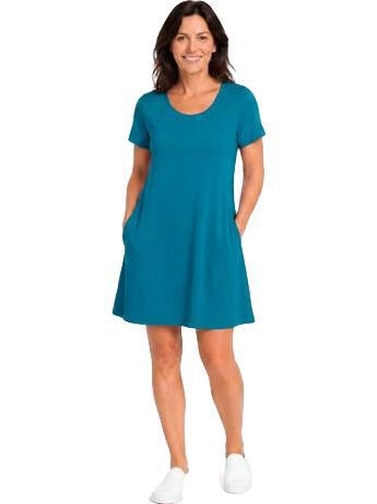 CITY THREADS USA-MADE City Threads Soft 100% Supima Cotton Pocket Cover-up Dress - Teal