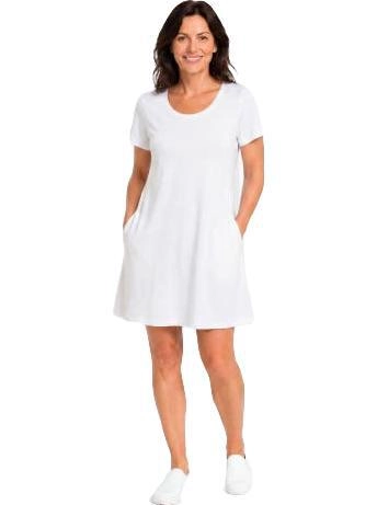CITY THREADS USA-MADE City Threads Soft 100% Supima Cotton Pocket Cover-up Dress - White
