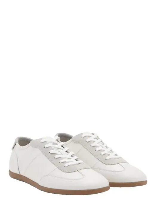 Mango Mixed Leather Low Top Sneakers - White