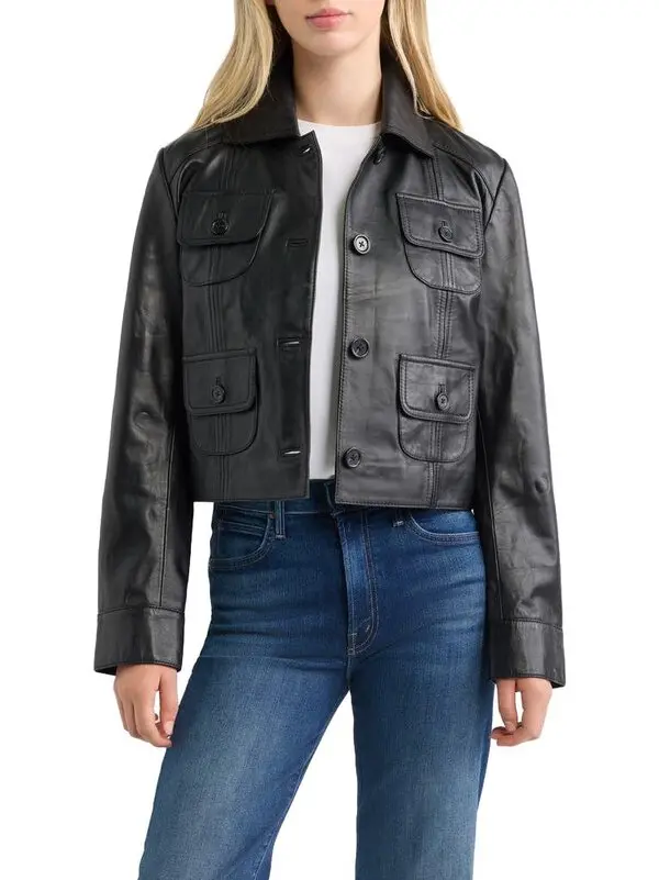 Bernardo Short Leather Jacket - Black