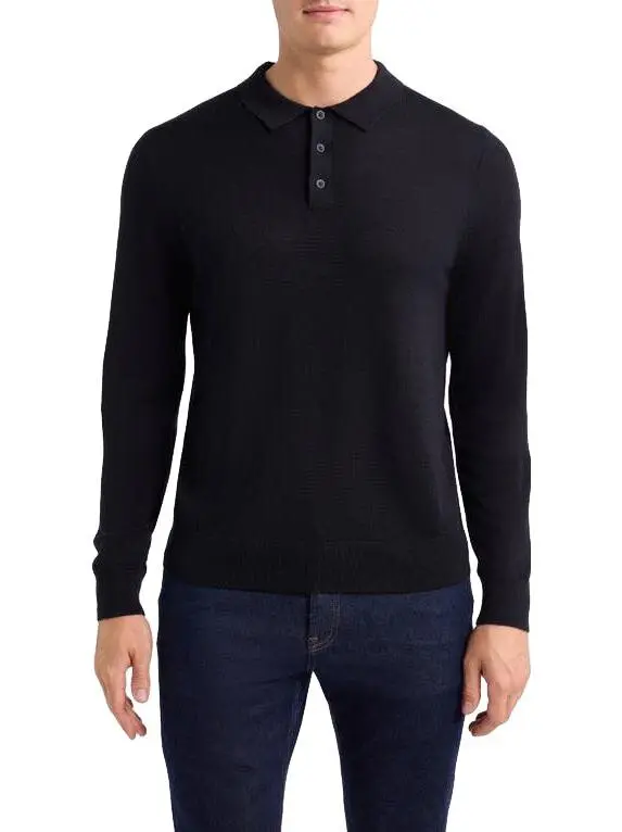 Nordstrom Washable Merino Wool Polo Sweater - Black