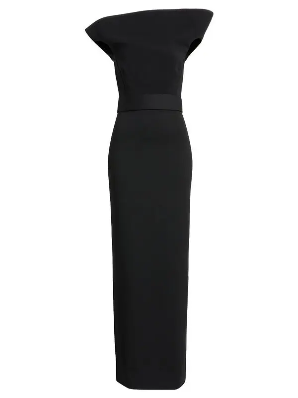 Solace London Faro Crepe Column Gown - Black