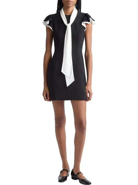Cinq À Sept Sarya Flounce Sleeve Dress - Black/ivory