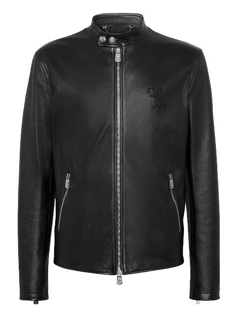 BILLIONAIRE Nappa Leather Moto Jacket - Black