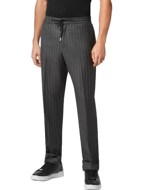 Philipp Plein Wool Pinstripe Jogging Trousers - Grey