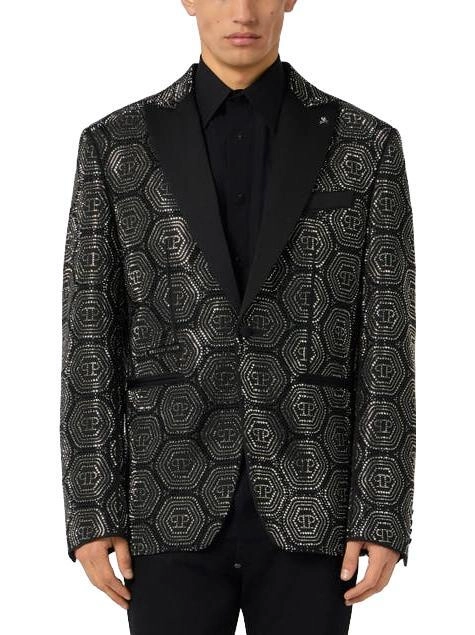 Philipp Plein Lord Fit Blazer Bling Monogram - Black