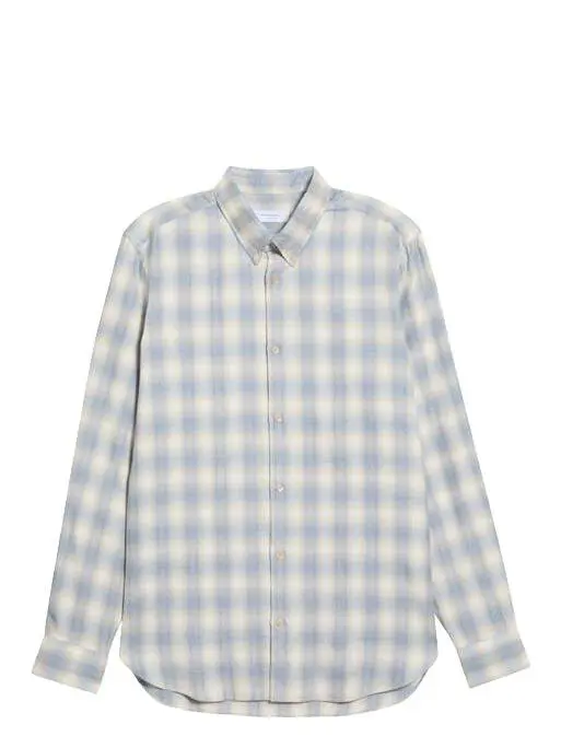 Boglioli Plaid Flannel Button-down Shirt - Beige/light Blue